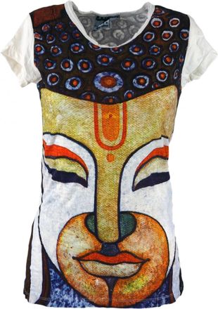 Guru Shop Sure T-Shirt - Buddha Weiß/bunt, Damen, Baumwolle, Size:S