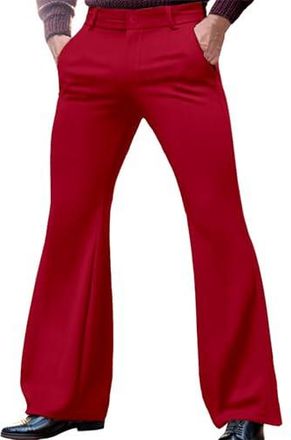 Generic Pantalon évasé pour homme style années 70 - Style vintage - Coupe ajustée - Coupe évasée - Style décontracté - Style décontracté - Style décontracté, 