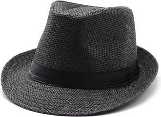 Generic Chapeau de paille en lin avec protection solaire pour lext&eacute;rieur, petit chapeau haut-de-forme (noir)
