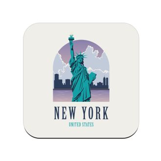 Fabulous Untersetzer aus Kork - New York United States Illustration USA Freiheitsstatue - 1 Stück (95 x 95 mm)