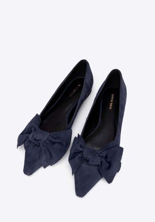 Wittchen Damen-Ballerinas aus Wildleder mit Schleife, Marineblau