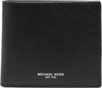 Michael Kors Homme, Accessoires, Noir, Taille: ONE Size Portefeuille &agrave; deux volets Harrison en cuir