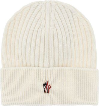 Moncler Logo patch wool beanie hat Man One Size