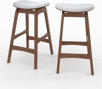 Rendez-Vous D&eacute;co Rendez-vous D&eacute;co - Lot de 2 tabourets pour &icirc;lot central 65,5 cm en bois et tissu gris - jude