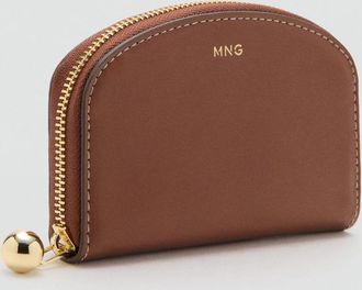 Mango Portefeuille moyen avec mini perles marron moyen - Femme - Taille unique - MANGO