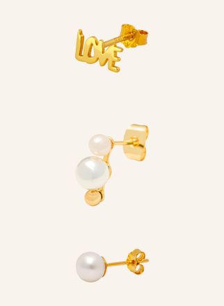 LULU Copenhagen Lulu Copenhagen 3er-Set Ohrstecker Love gold