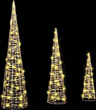 Festnight 3er Set Led Pyramide Lichterkegel Weihnachtspyramide Weihnachten Lichterpyramide Au&szlig;en Innen Christmas Pyramid Weihnachtsbaum Weihnachtsdeko Warmwei&szlig;