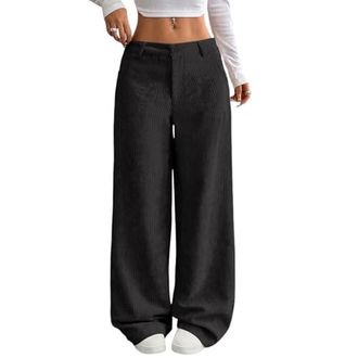 Generic Pantalon en velours c&ocirc;tel&eacute; pour femme - Taille &eacute;lastique - Jambes larges - Pantalon de loisirs &eacute;lastique - Pantalon haut confortable - Pantalon palazz