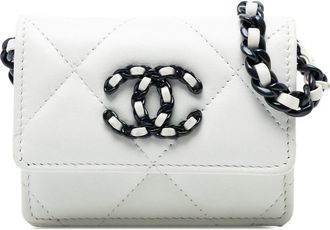 Chanel Hobo Bags - Lambskin 19 Flap Coin Purse With Chain - Gr. unisize - in Weiß - für Damen