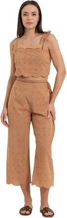 Kocca Femme, Pantalons, Orange, Taille: 36 FR Pantalon culotte &agrave; taille haute en coton ajour&eacute;