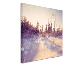 Paul Sinus Art Leinwandbild 60x60cm Landschaftsfotografie - Verschneiter Winterwald im Sonnenlicht auf Leinwand exklusives Wandbild moderne Fotografie f&uuml;r ihre Wand 