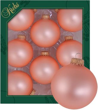 Krebs Glas Lauscha Weihnachtsdekoration/Christbaumschmuck aus Glas - Unifarbende Kugeln - Menge: 8 Stück - Farbe: Korallenfarbend matt - Größe: ca. 7 cm
