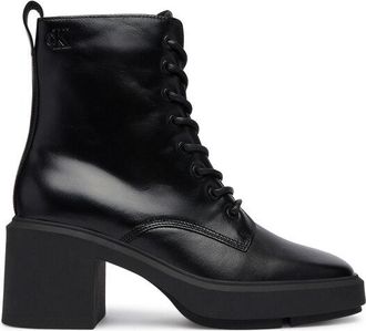 Calvin Klein Schn&uuml;rschuhe Block Heel Ank Boot Laceup Lth HW0HW03174 Schwarz