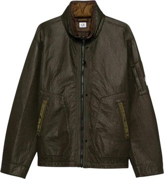 C.P. Company C.p. Company, Homme, Vestes, Vert, Taille: M Veste &agrave; col montant avec d&eacute;tail lentille