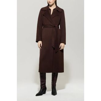 Luisa Cerano Femme, Manteaux, Brun, Taille: 42 FR Manteau Ceintur&eacute; en Laine et Cachemire