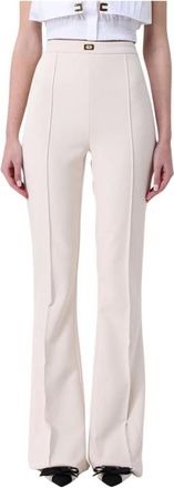 Elisabetta Franchi Femme, Pantalons, Blanc, Taille: 44 FR Pantalon &Eacute;vas&eacute; Taille Haute