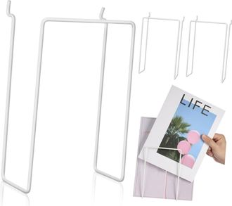 Garneck 4 Stück Metall Wandregal Hakenleiste Pegboard Organizer zur Platzsparenden Aufbewahrung und Präsentation Moderne Weiße Buchstütze für Werkstatt Büro L