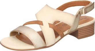 Mustang Jeans Sandalette MUSTANG SHOES, Damen, Gr. 39, gold (creme, goldfarben), Lederimitat, metallic, Schuhe Sandalette, Sandalette, Festtagsschuh mit Metallic-Ei