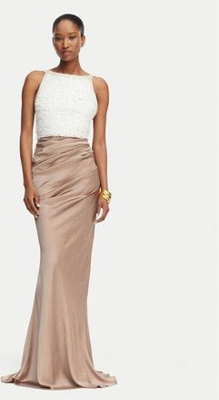 Elisabetta Franchi Abendkleid AB-R17-62E2-V800 Hellbraun Slim Fit