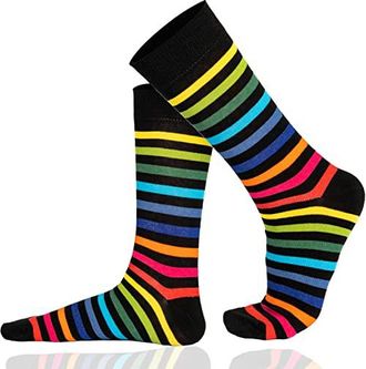 MySocks Chaussettes à rayures Arc-en-ciel noir, 41-46