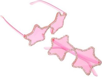 Valiclud Lot de 2 Lunettes de Soleil sans Monture &Eacute;toiles en Plastique Rose Orn&eacute;es de Cristaux, L&eacute;g&egrave;res et Festives pour Plage, Photobooth et Soir&eacute;e, Lunettes 
