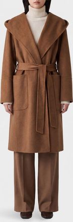 Max Mara S Max Mara Bademantel-Mantel aus Schurwolle mit Kapuze und G&uuml;rtel