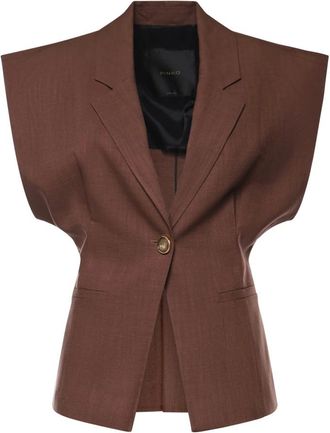 Pinko Pinko, Femme, Vestes, Brun, Taille: 36 FR Floella Sleeveless Blazer