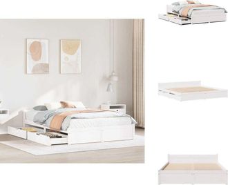 vidaXL Massivholzbett ohne Matratze Weiß 120x200 cm Kiefernholz - Bettrahmen - Bettgestell - Schlafzimmerbett - Doppelbett