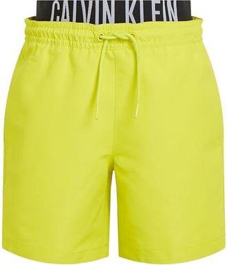 Calvin Klein Slip de Bain Garçon Medium Double avec Ceinture Emblématique, Jaune (Lemonade Yellow), 8-10 Ans