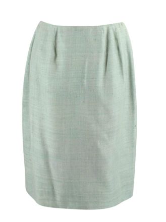 Valentino Garavani Valentino Couture Green Slubbed Silk Blend Skirt Size S