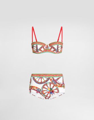 Dolce & Gabbana Balconette-bikini Mit Carretto-print - Frau Bademode Mehrfarbig 1