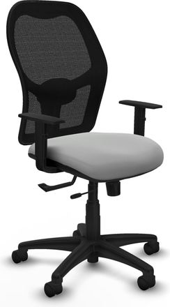 Piqueras y Crespo Schreibtischstuhl aus grauem Netzgewebe mit 1D-Armen, h&ouml;henverstellbare Lendenwirbelst&uuml;tze, ausgestattet mit Syncro/Traslack und Schneideschaum. Schwa