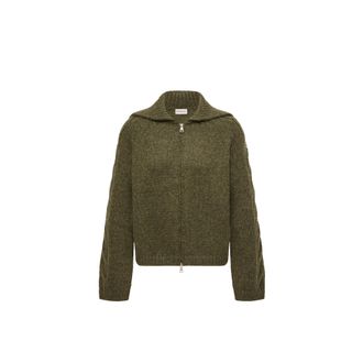 Moncler Moncler Cardigan En Alpaga M&eacute;lang&eacute;, Femme, Vert, Taille: Xxl