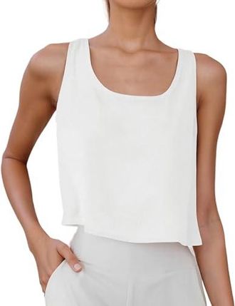 Generic D&eacute;bardeur Femme Coton Tank Top D&eacute;bardeur d&eacute;contract&eacute; en m&eacute;lange de Lin pour Femmes sans Manches avec Fermeture &agrave; Boutons pour Un Style Facile et Confo