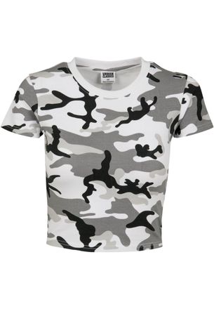 Urban Classics Damen Ladies Stretch Jersey Cropped Tee T-Shirt, per Pack Mehrfarbig (snowcamo 00787), X-Small (Herstellergr&ouml;&szlig;e: XS)