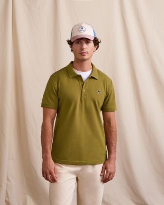 Faguo Polo kaki fonc&eacute; coton