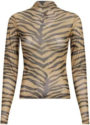 Amiri Top zebr&eacute; transparent &agrave; manches longues