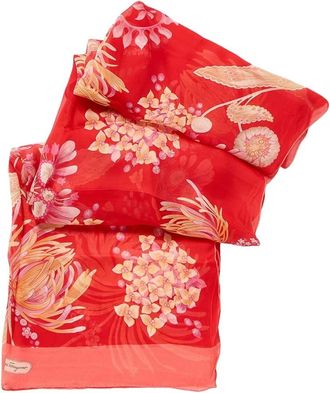Ferragamo Femme, Accessoires, Multicolore, Taille: ONE Size Floral Silk Scarf