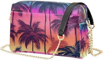 Mnsruu Sacs à bandoulière pour femme, sac à main en cuir motif cocotier arc-en-ciel