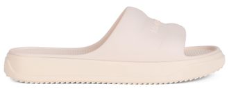Moncler Womens Slippers With Embossed Logo, Beige Polyvinyl Sandal