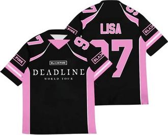 Generic Maillot de Rugby imprim&eacute; Noir et Rose Kpop Lisa Jennie Jisoo Rose, Maillot de Football Hip Hop America pour Les Fans de Musique 03-8 XL