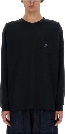 Needles Homme, Tops, Noir, Taille: S L/S Crew Neck Tee - Poly Jersey