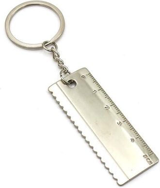 Roar Porte-cl&eacute;s avec r&egrave;gle de 5 cm - Accessoire pratique pour les artisans, les bricoleurs, les amateurs de technologie et comme cadeau, argent&eacute;, taille un