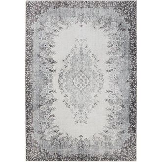 benuta Basic Waschbarer Teppich George - Schwarz/Grau 120x170 cm - Kunstfaser - Rechteckig & im Style: Vintage, Elegant, Retro - Pflegeleicht für Wohnzimmer