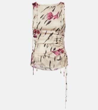 Ganni Bedrucktes Top aus Satin