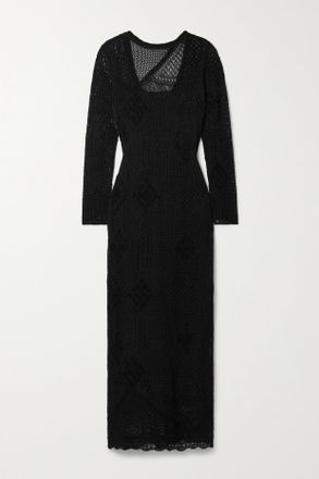 Lafayette 148 New York Midikleid Aus H&auml;kelstrick Aus Baumwolle - Schwarz