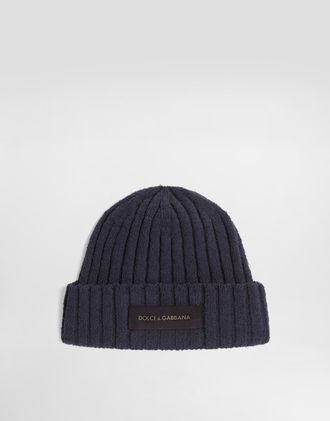 Dolce & Gabbana Rippstrickm&uuml;tze - Mann H&uuml;te Und Handschuhe Blau Tgu
