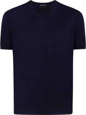 Tom Ford Homme, Pulls, Bleu, Taille: L Pure Cotton Crew Neck