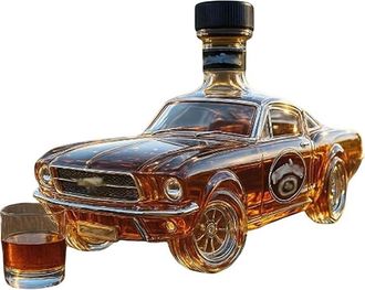 Generic Glasflasche Kraftfahrzeug Whisky Dekanter, Glas Kraftfahrzeug Whisky Weinflasche, Lustige GeträNkeflasche Für Champagner, Kreative leere Weinflaschen 