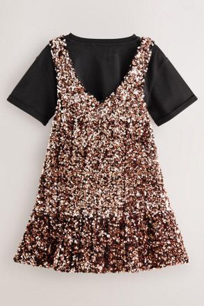 Next Paillettenkleid Pailletten-Kleid und T-Shirt im Set (2-tlg)